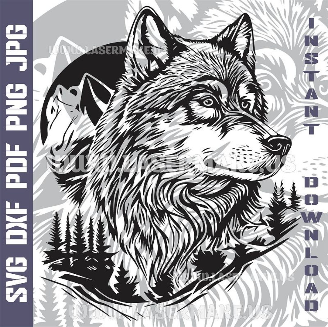 Wolf SVG File Cut File for Cricut Printable Png SVG Dxf Cut Files Laser ...