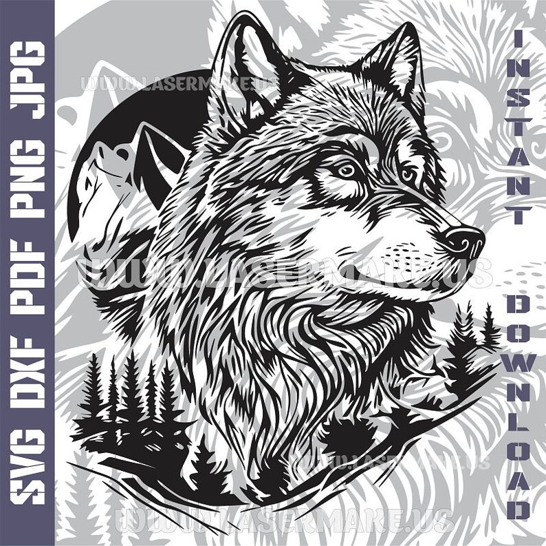 Wolf SVG File Cut File for Cricut Printable Png SVG Dxf Cut Files Laser ...