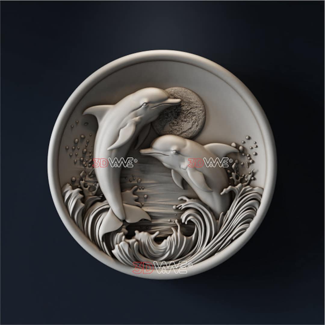 Dolphins 3d Stl | Stag | 3d Model | STL | CNC Files | Wall Decor | Wood ...