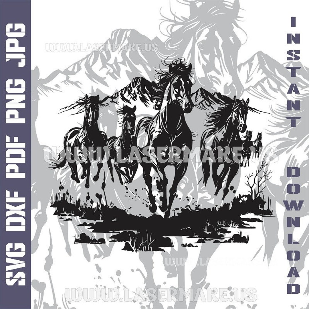 Running Horses SVG File | Cut File for Cricut | Printable Png| SVG Dxf ...