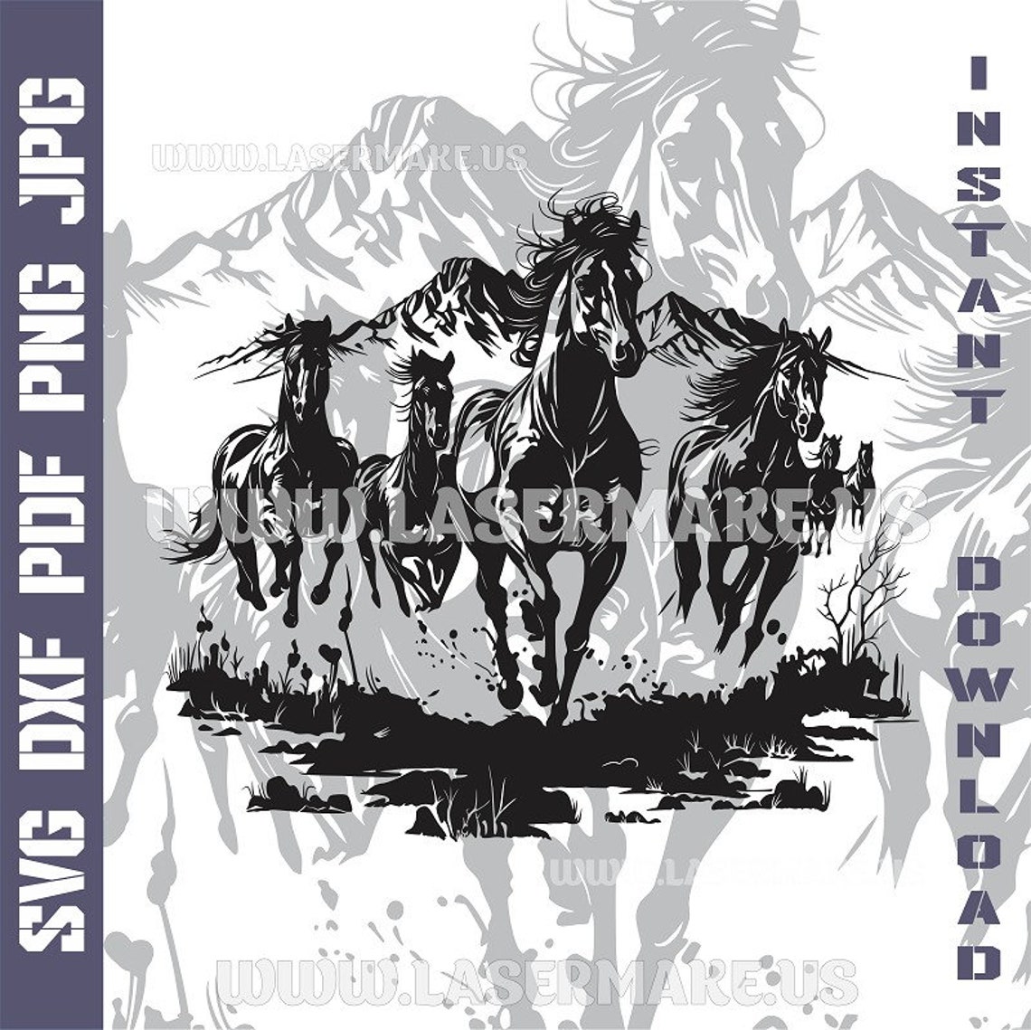 Running Horses SVG File Cut File for Cricut Printable Png SVG Dxf Cut ...