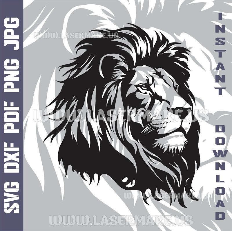 Lion SVG File | Cut File for Cricut | Printable Png| SVG Dxf Cut Files ...