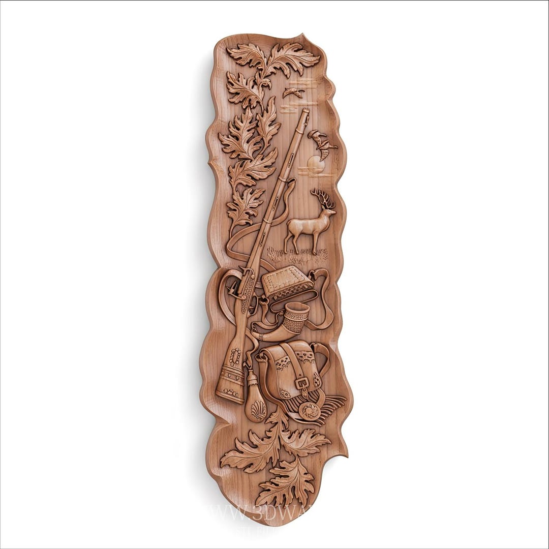 Deer Hunting STL | Trophy & Gear Wall Art, Tall Narrow Cabin Decor CNC ...