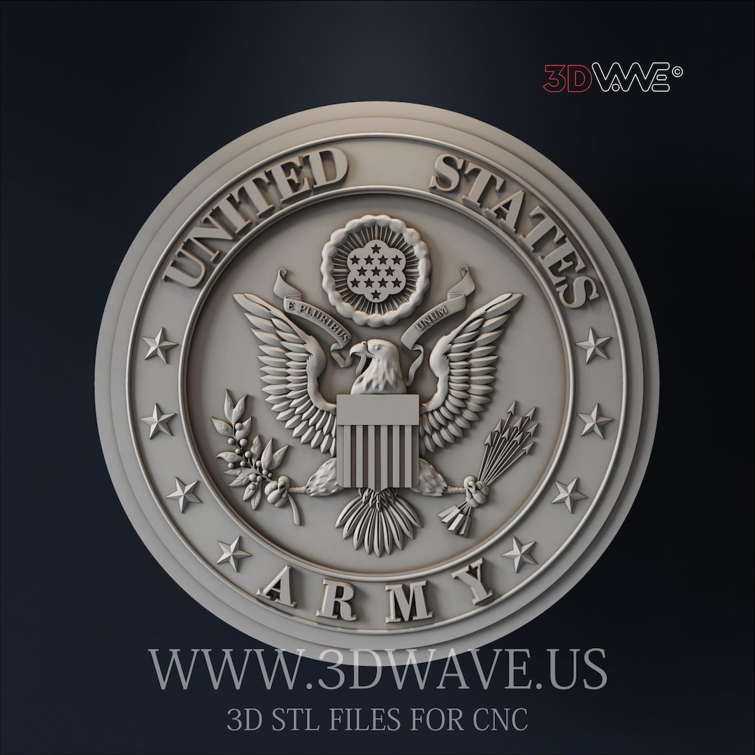 3D US Army Seal Seal STL 3d Stl File: CNC Carving Template, Wall Art ...
