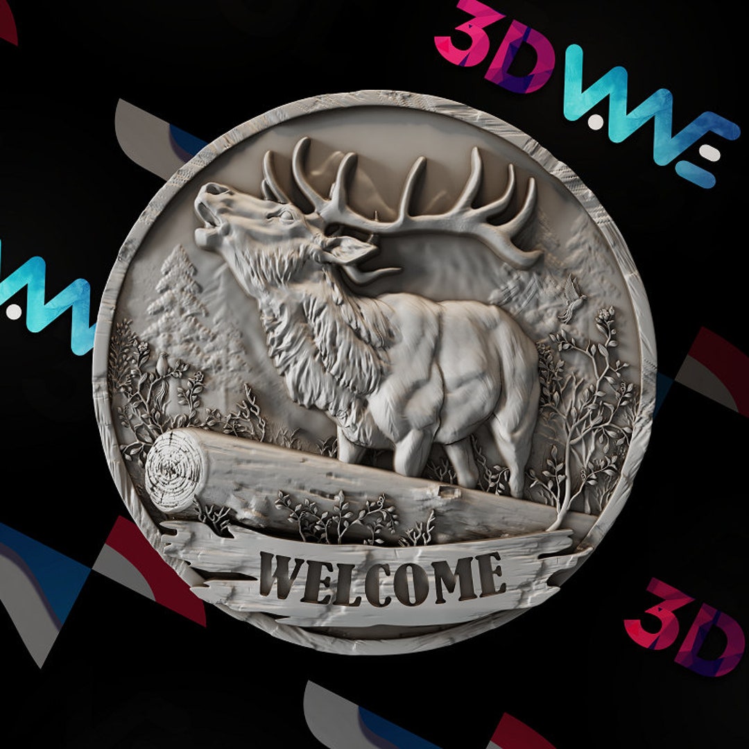 Stag | Deer | Welcome Sign | 3d Model | STL | CNC Files | Wall Decor ...
