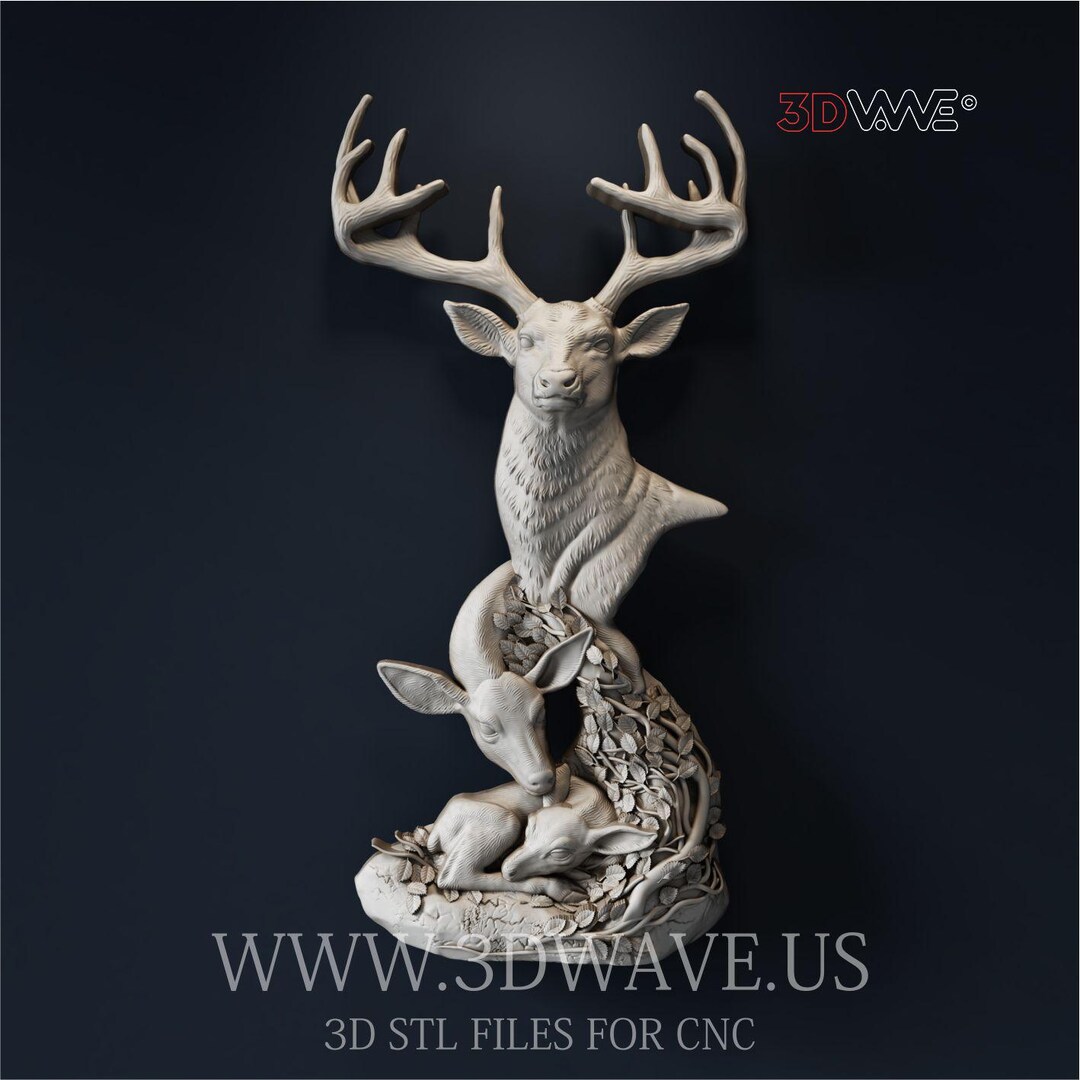 Deer 3D STL File: CNC Carving Template - Wood Wall Art (digital ...