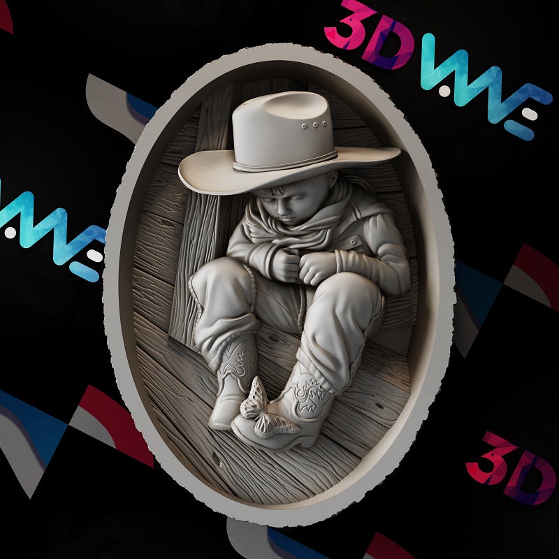 Cowboy 3d Stl | Cowboy Boy | 3d Model | STL | CNC Files | Wall Decor ...
