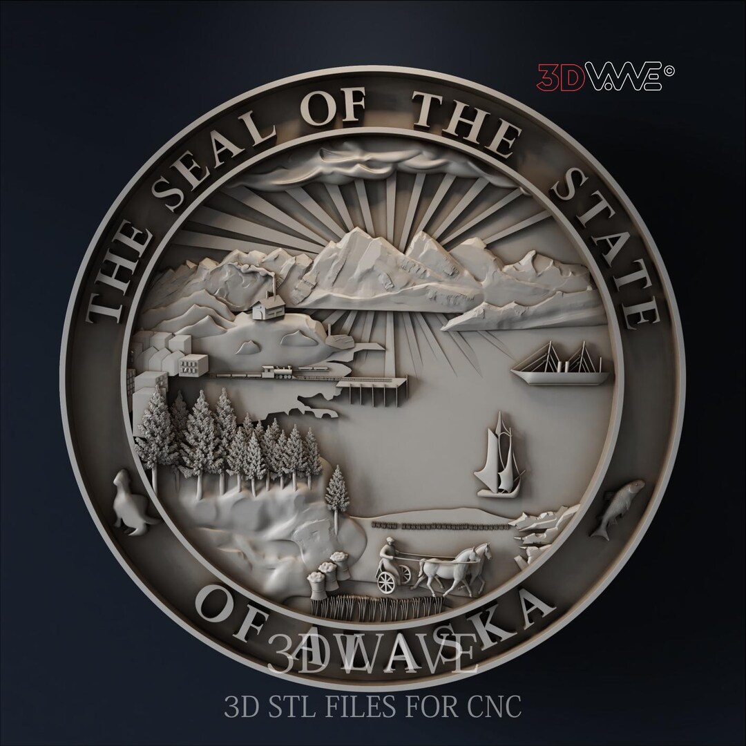 3D STL File: Alaska State Seal Digital Pattern | CNC Carving Template ...