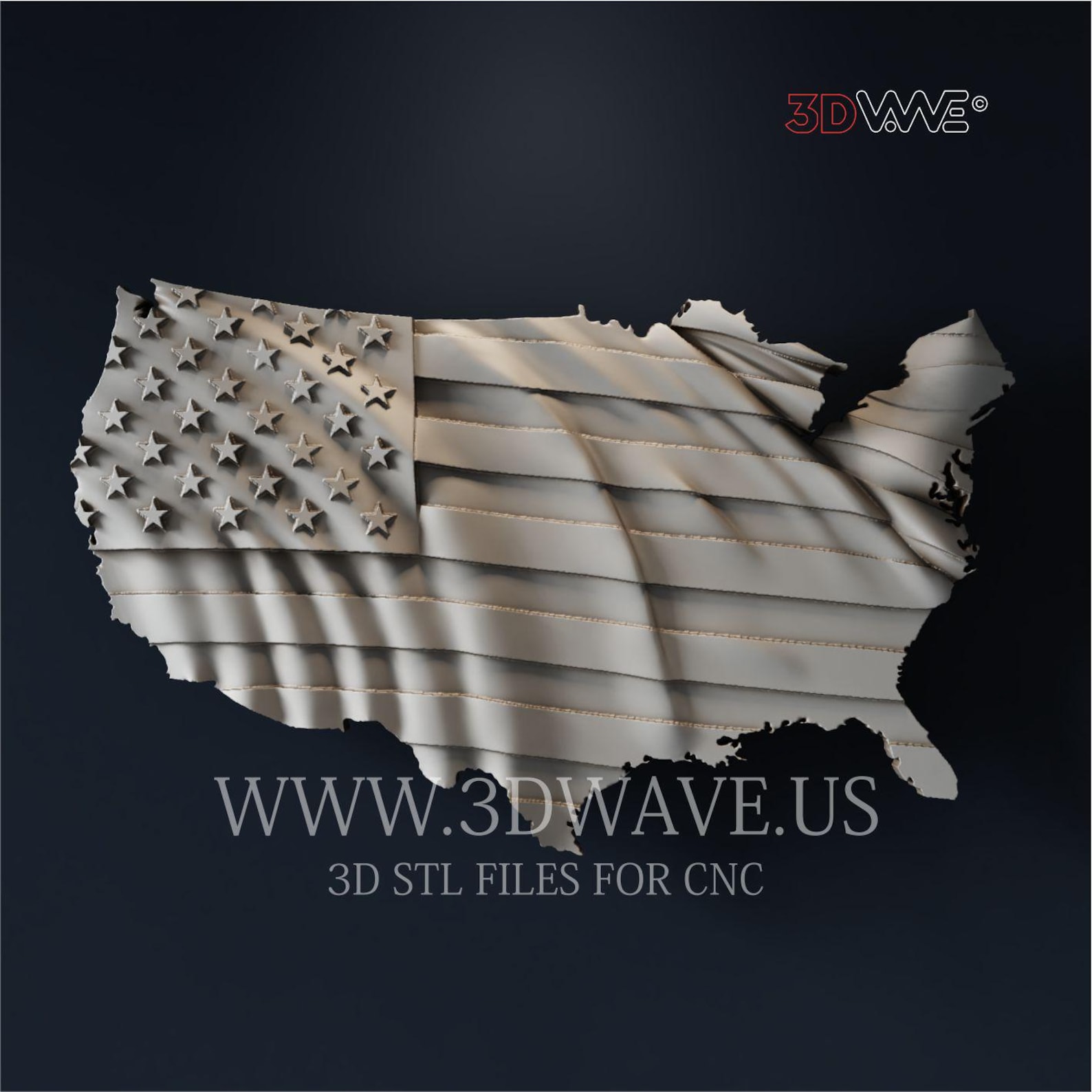 3D STL File: Wavy American Flag Digital Pattern | CNC Carving Template ...
