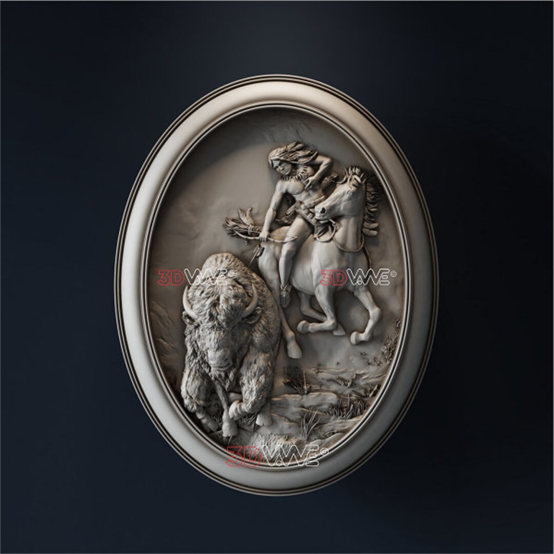 Bison Hunter 3d Stl | Stag | 3d Model | STL | CNC Files | Wall Decor ...