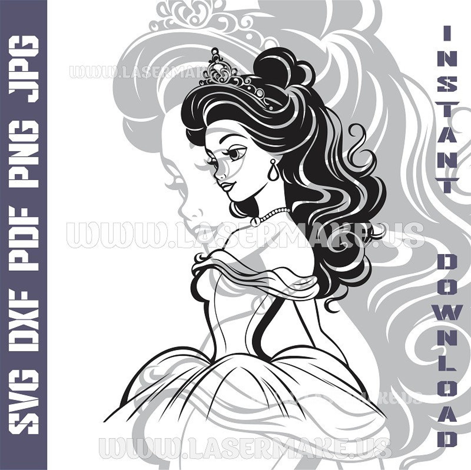 Princess SVG File | Cut File for Cricut | Printable Png| SVG Dxf Cut ...