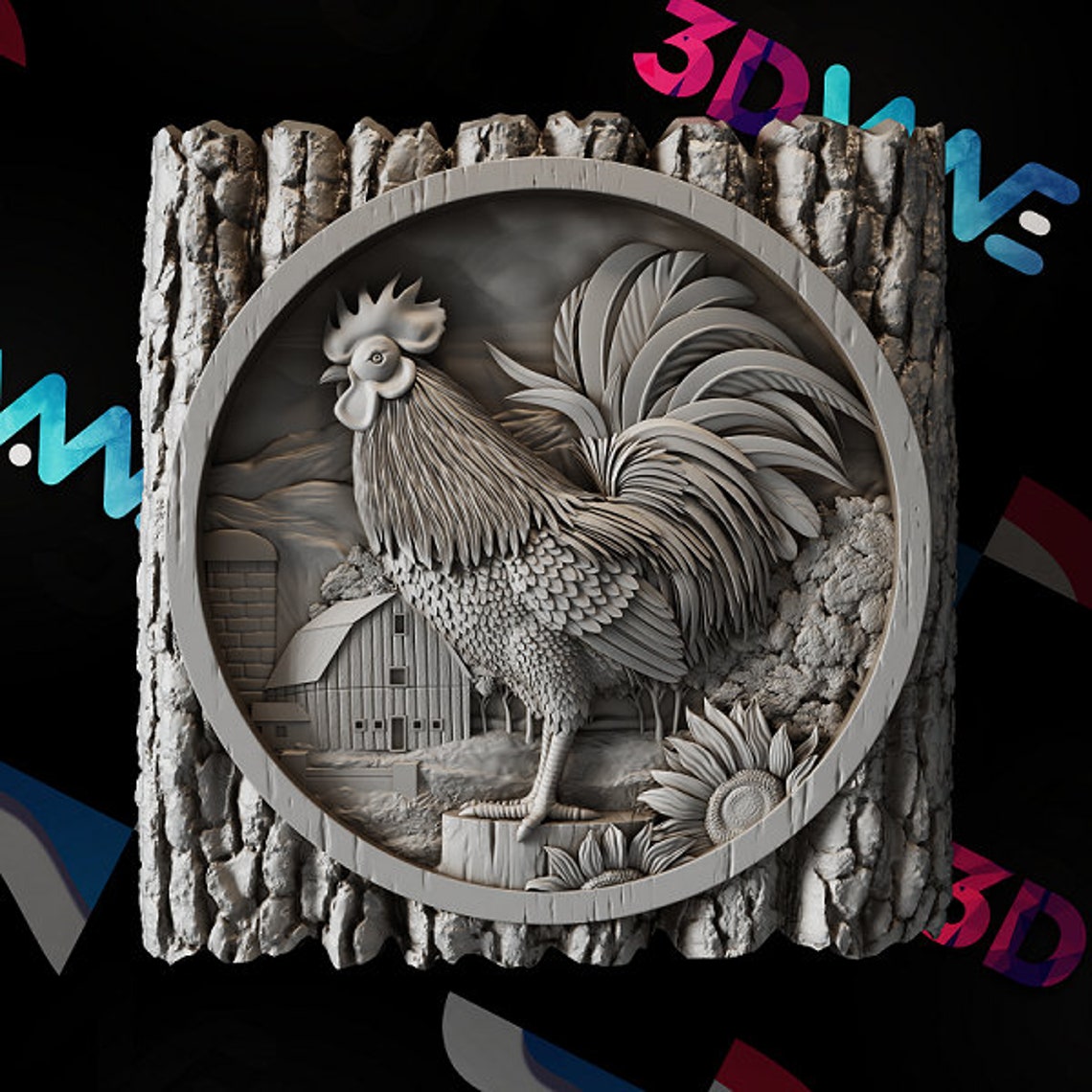 Rooster 3d Stl | Farm 3d Stl | 3d Model | STL | CNC Files | Wall Decor | Wood Art | Home Decor ...