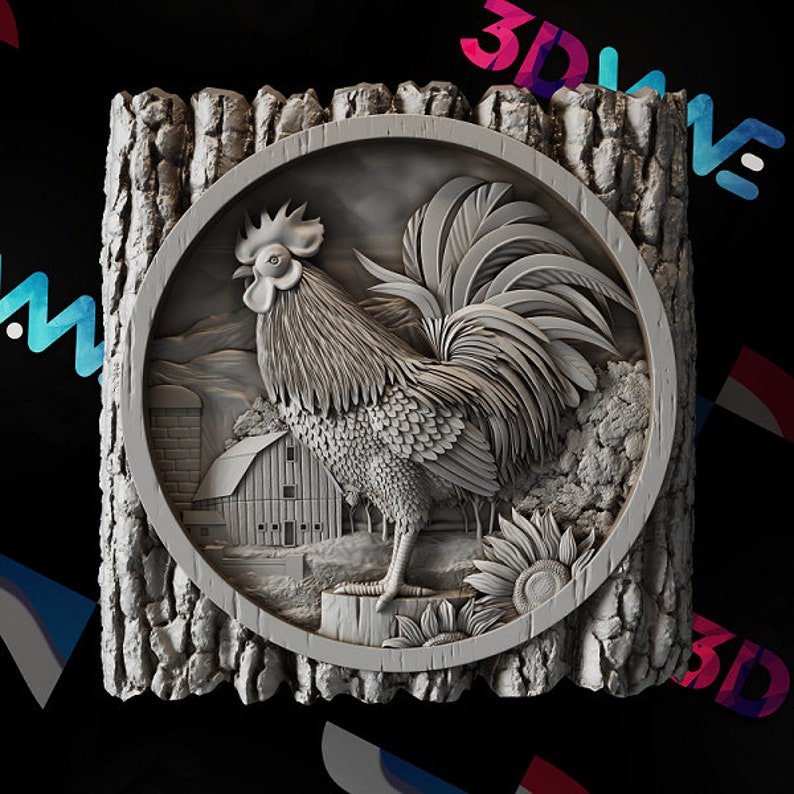 Rooster 3d Stl | Farm 3d Stl | 3d Model | STL | CNC Files | Wall Decor ...