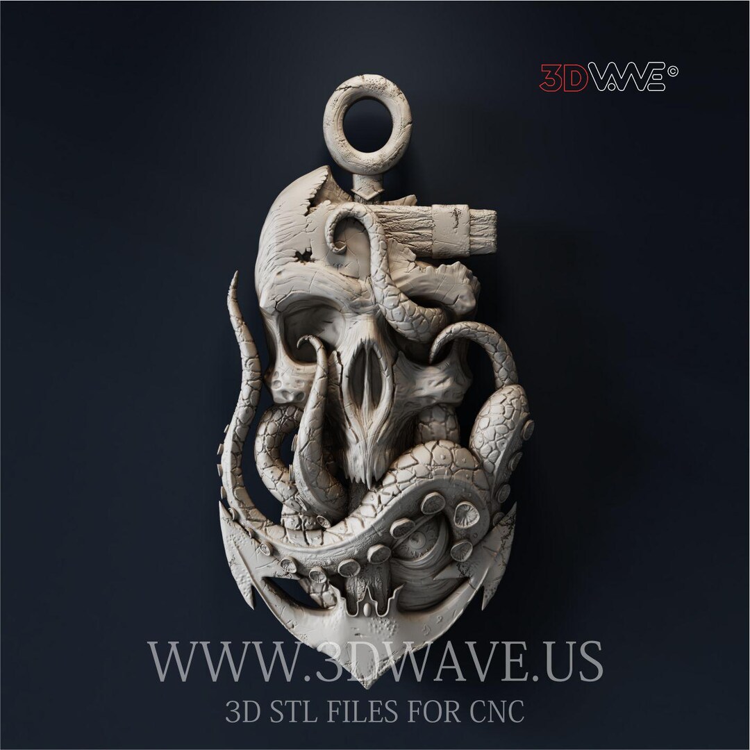 Octopus Skull 3D Model: CNC Carving Template (STL File, Digital ...