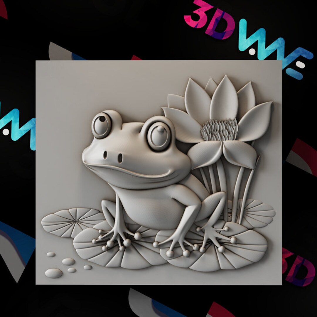 Frog | Swamp | Flowers | 3d Model | STL | CNC Files | Wall Decor | Wood ...