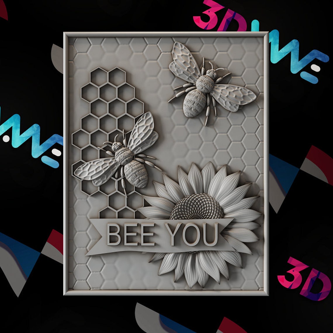 Bee | Honey | Honeycomb | 3d Model | STL | CNC Files | Wall Decor ...
