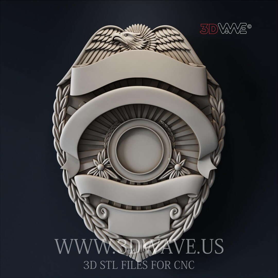 3D Police Badge STL 3d Stl File: CNC Carving Template, Wall Art ...