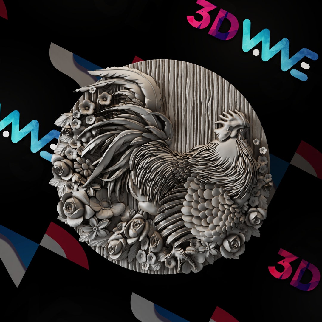 Rooster 3d Stl | Stag | 3d Model | STL | CNC Files | Wall Decor | Wood ...