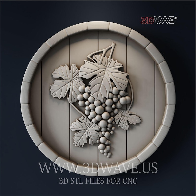 Barrel Grape Wall Sculpture 3D STL File: CNC Carving Template (digital ...