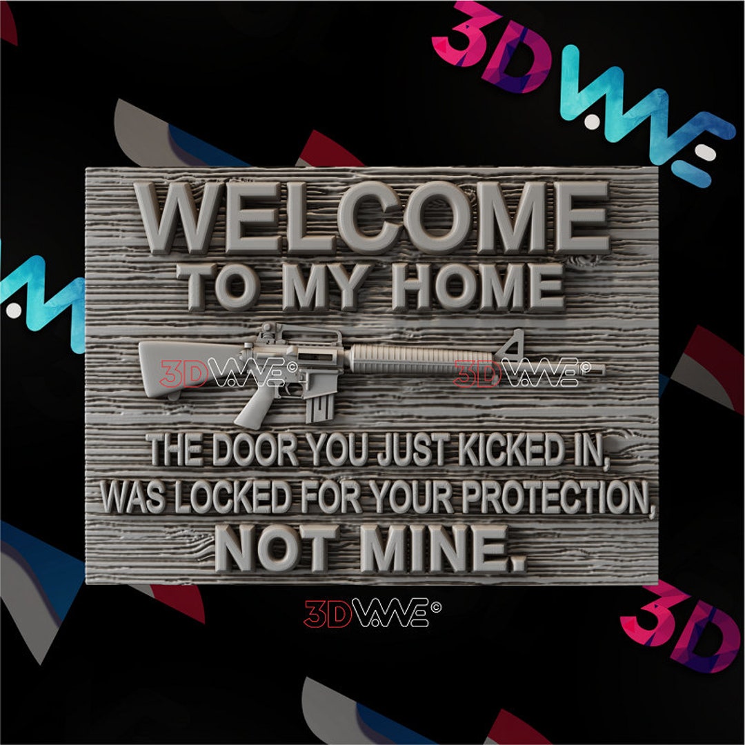 Second Amendment Gun Warning Sign 3d Model STL CNC Files Wall Decor ...