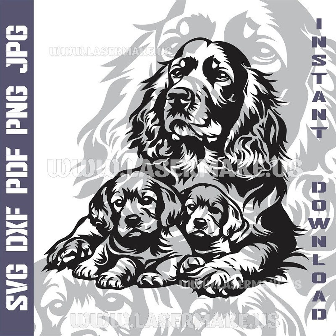 Cocker Spaniel Family SVG File | Cut File for Cricut | Printable Png ...