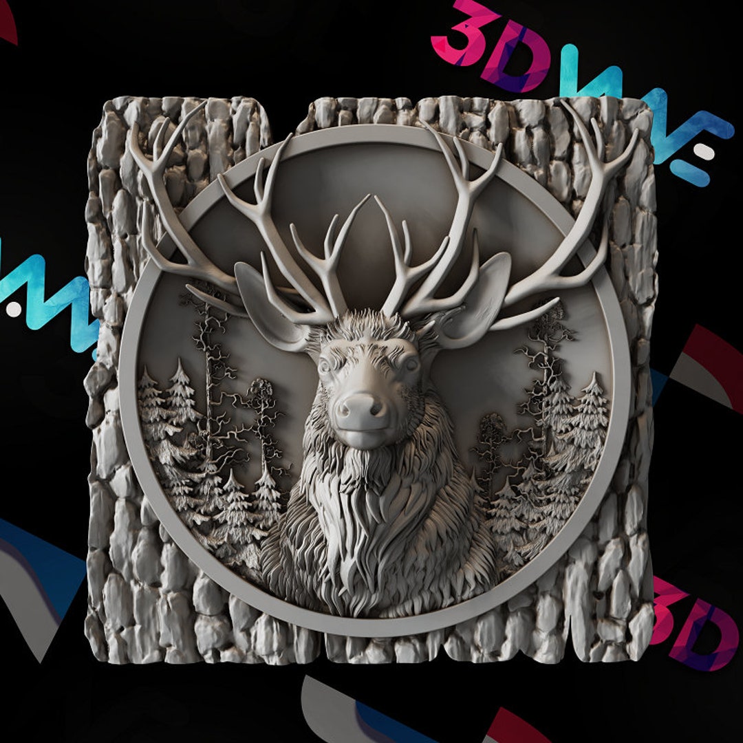 Deer | Stag | 3d Model | STL | CNC Files | Wall Decor | Wood Art | Home ...
