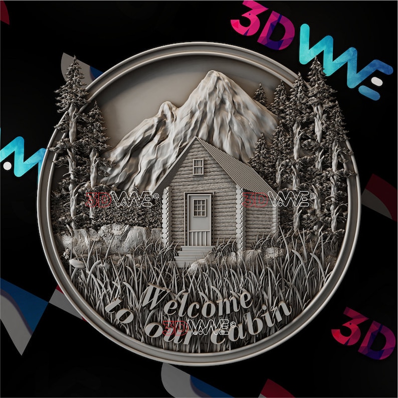 Cabin Welcome Sign | Mountains | 3d Model | STL | CNC Files | Wall ...