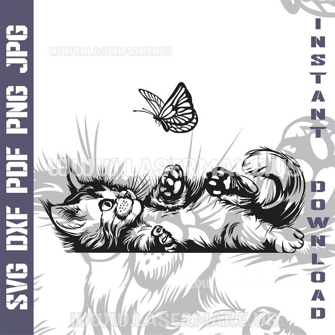 Cat With Butterfly SVG File | Cut File for Cricut | Printable Png| SVG ...