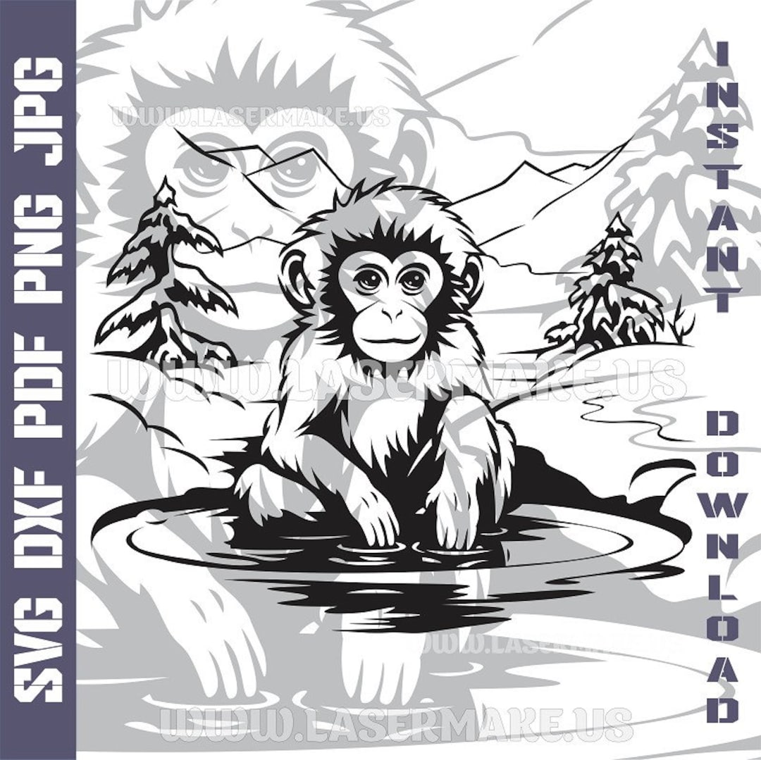 Snow Monkey SVG File | Cut File for Cricut | Printable Png| SVG Dxf Cut ...