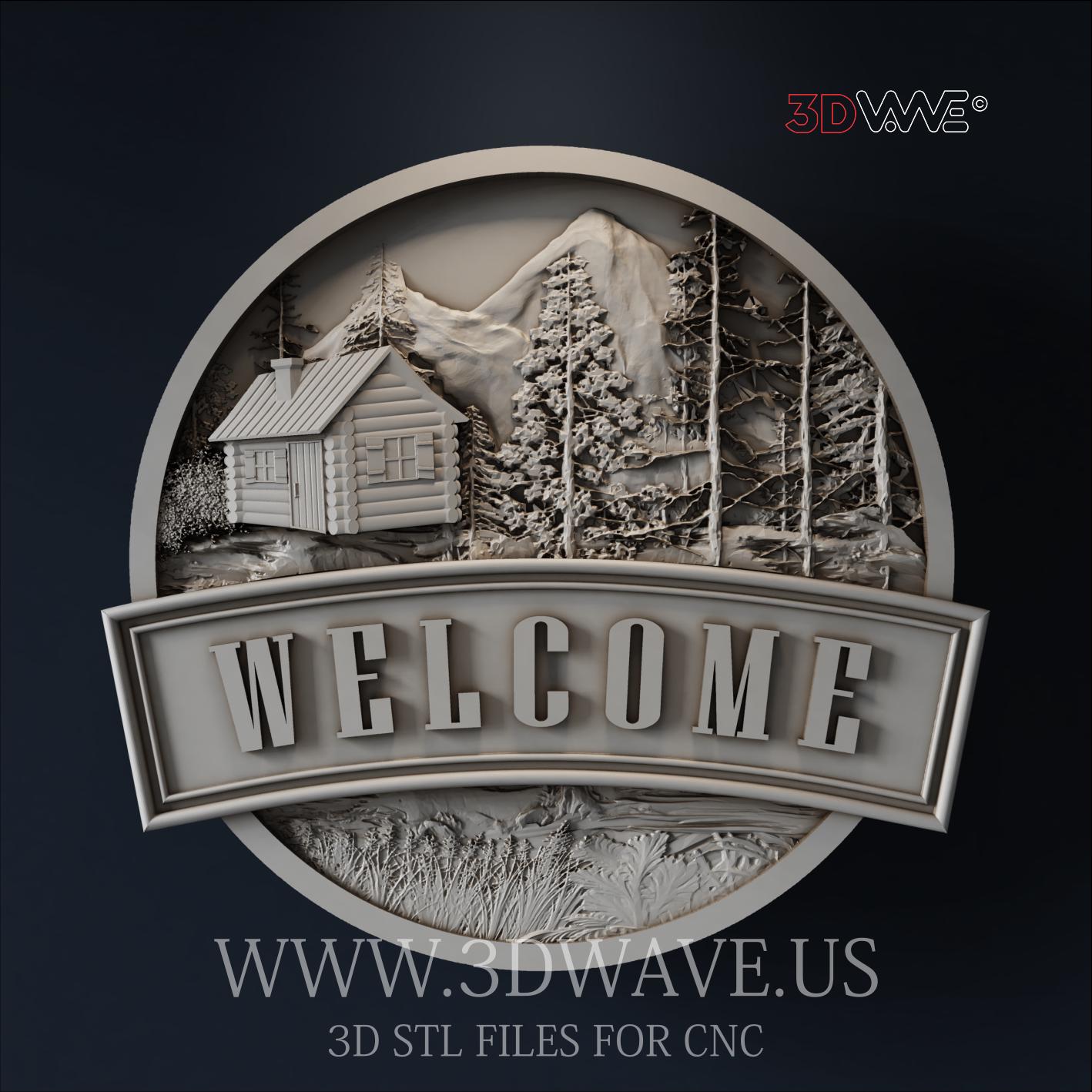 3D Cabin Welcome Sign STL 3d Stl File: CNC Carving Template, Wall Art ...