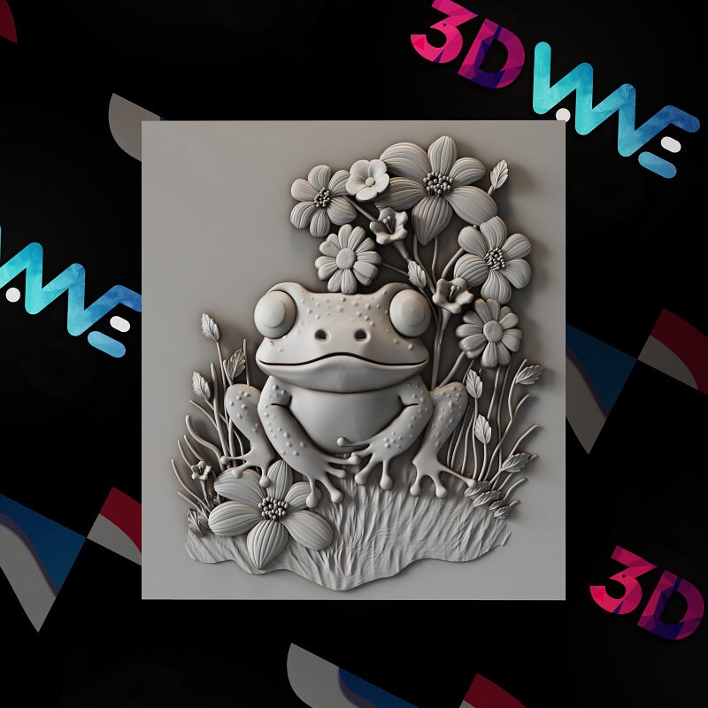 Frog | Swamp | Flowers | 3d Model | STL | CNC Files | Wall Decor | Wood ...