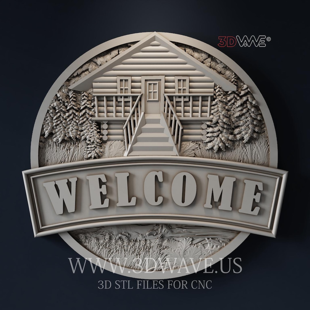 3D Cabin Welcome Sign STL 3d Stl File: CNC Carving Template, Wall Art ...