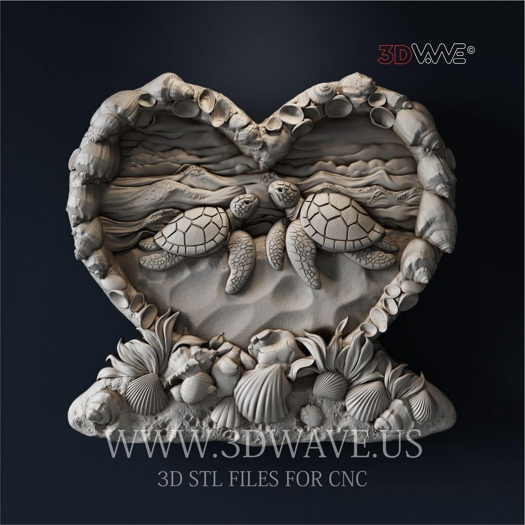 Turtles 3D STL File - CNC Carving Template, Wood Wall Art, Home Decor ...