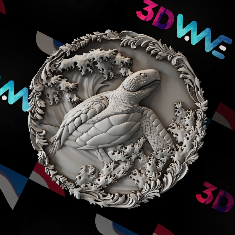 Turtle Sea Turtle 3d Model STL CNC Files Wall Decor Wood Art Home Decor DIY 3d Digital Download ...