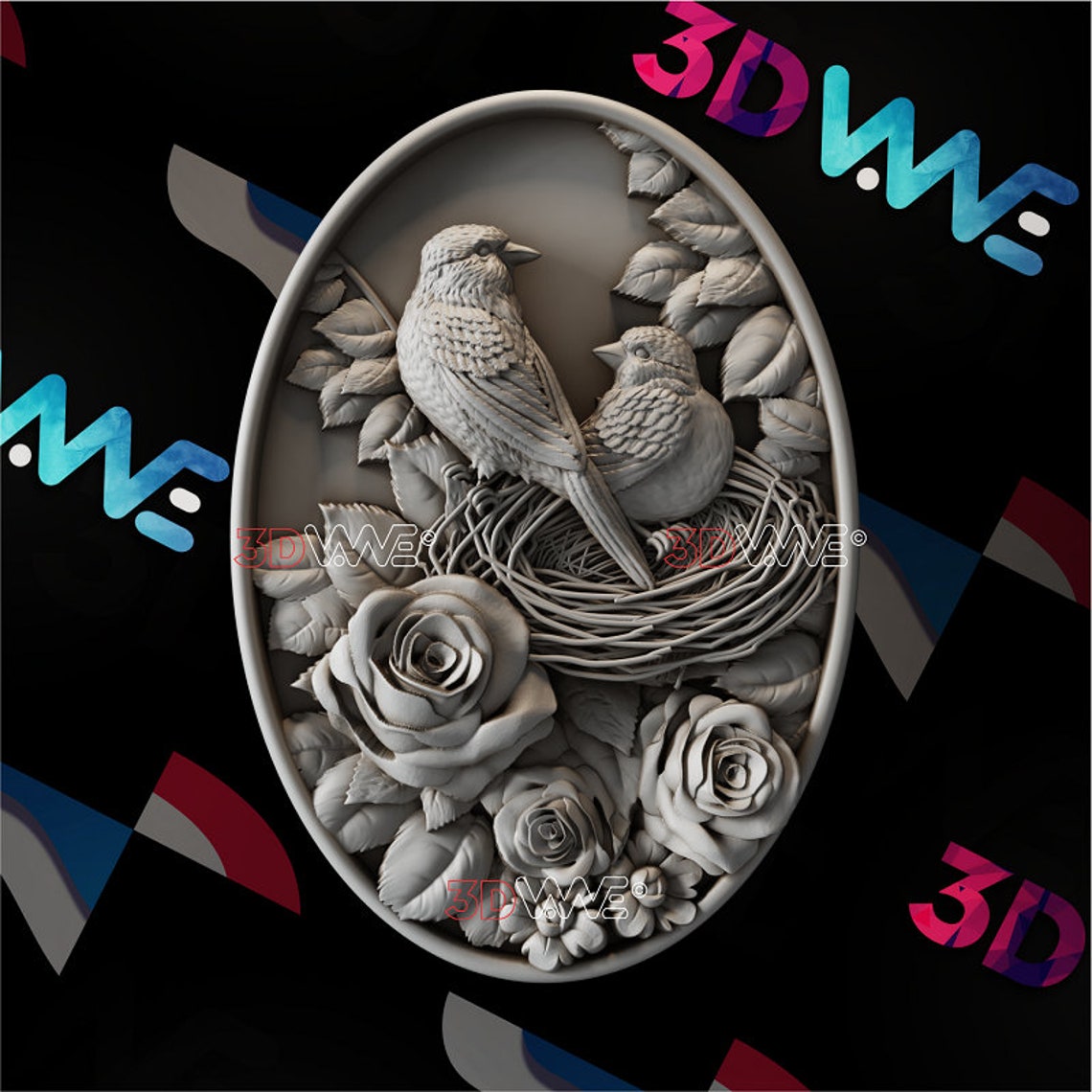 Birds | Nest | Love | 3d Model | STL | CNC Files | Wall Decor | Wood ...