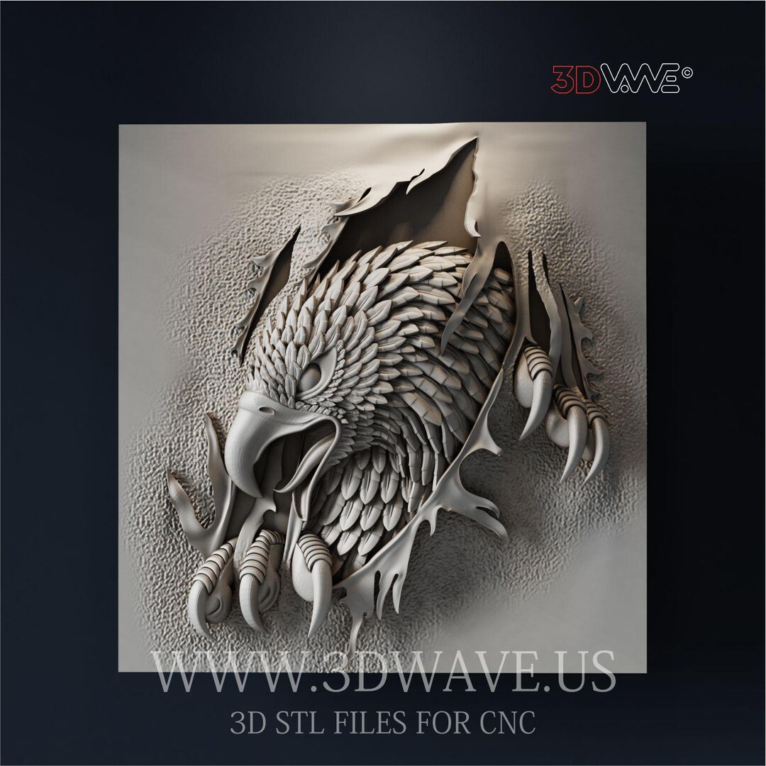 Eagle 3D STL File: CNC Carving Template, Wood Wall Art (digital ...