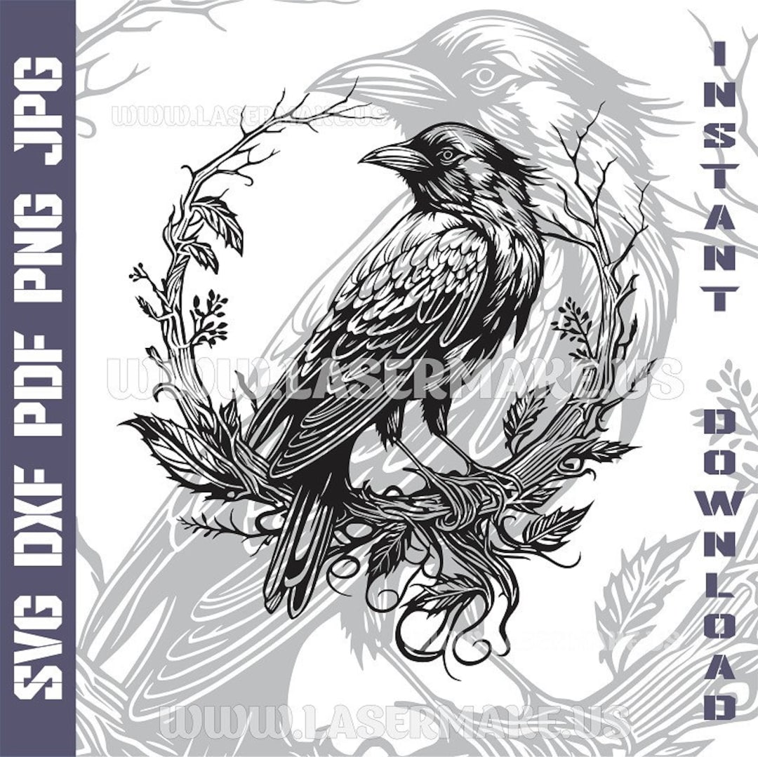 Crow SVG File | Cut File for Cricut | Printable Png| SVG Dxf Cut Files ...