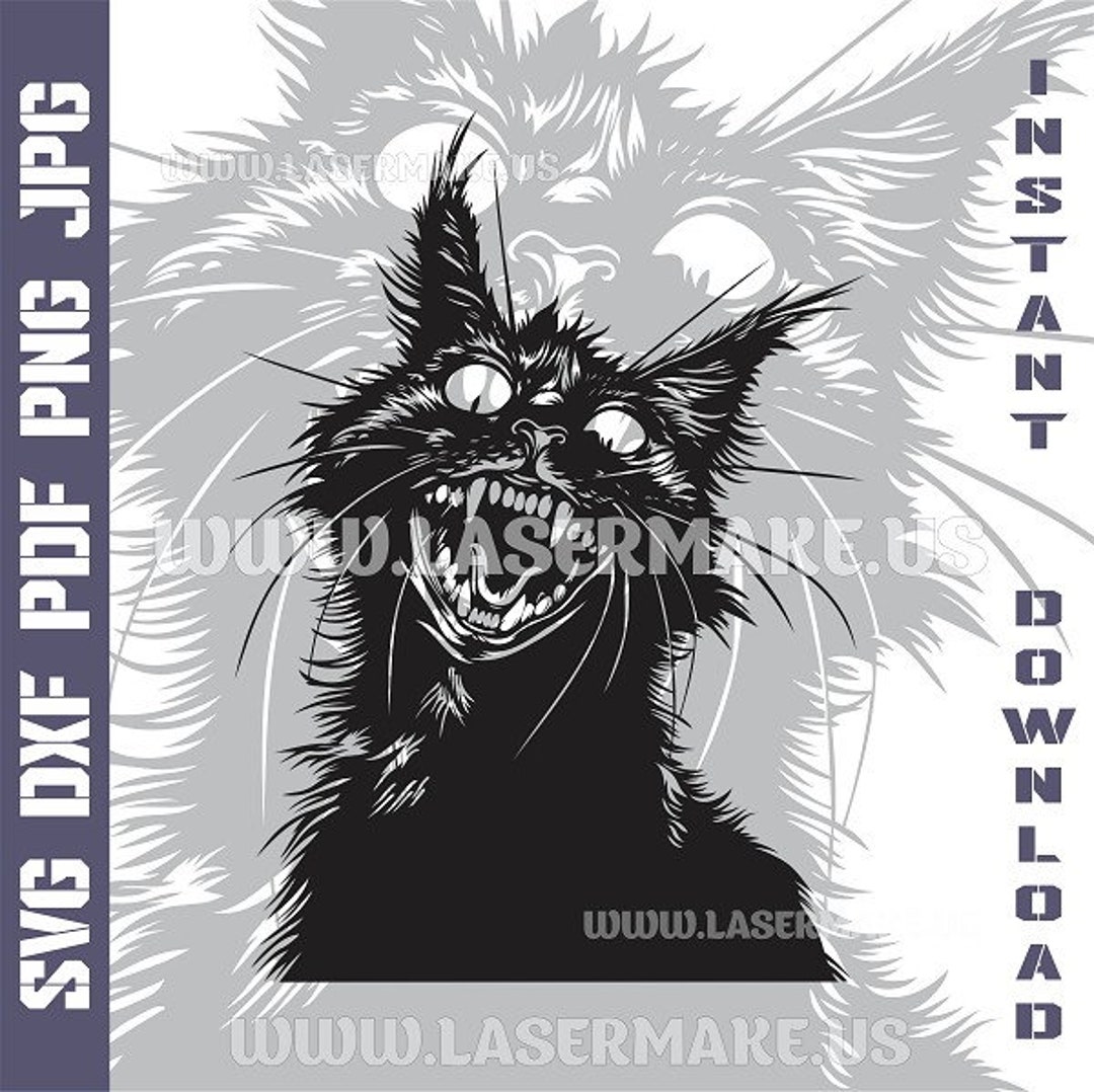 Crazy Cat SVG File | Cut File for Cricut | Printable Png| SVG Dxf Cut ...