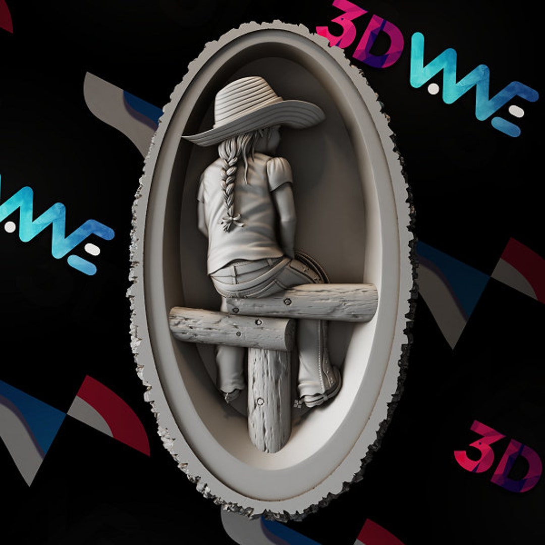 Cowgirl 3d Stl | Cowboy | 3d Model | STL | CNC Files | Wall Decor ...