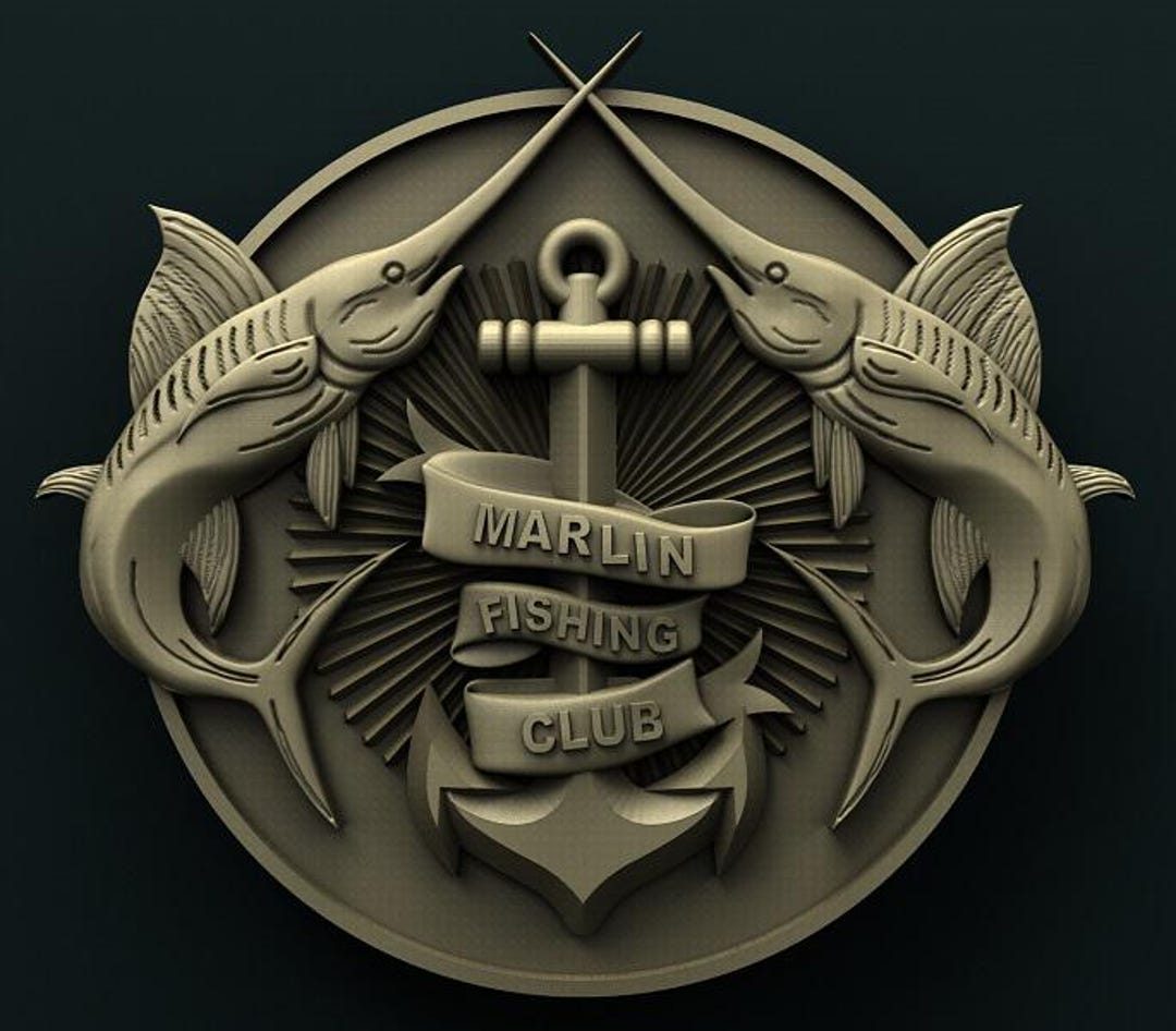 Blue Marlin Fishing Club Sign 3D STL File: CNC Carving Template ...
