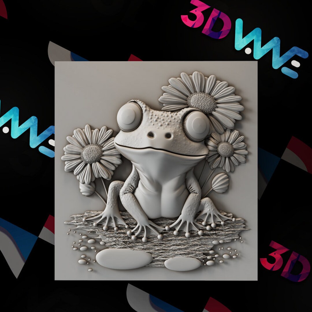Frog | Swamp | Flowers | 3d Model | STL | CNC Files | Wall Decor | Wood ...