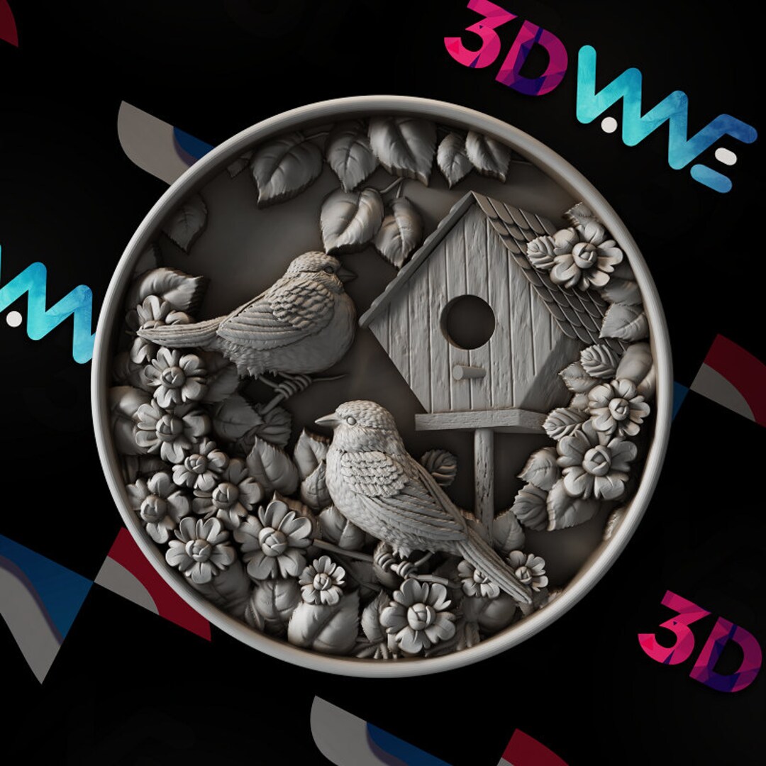 Birds and Nest 3D Model | CNC Files, Wall Decor (digital Download) - Etsy