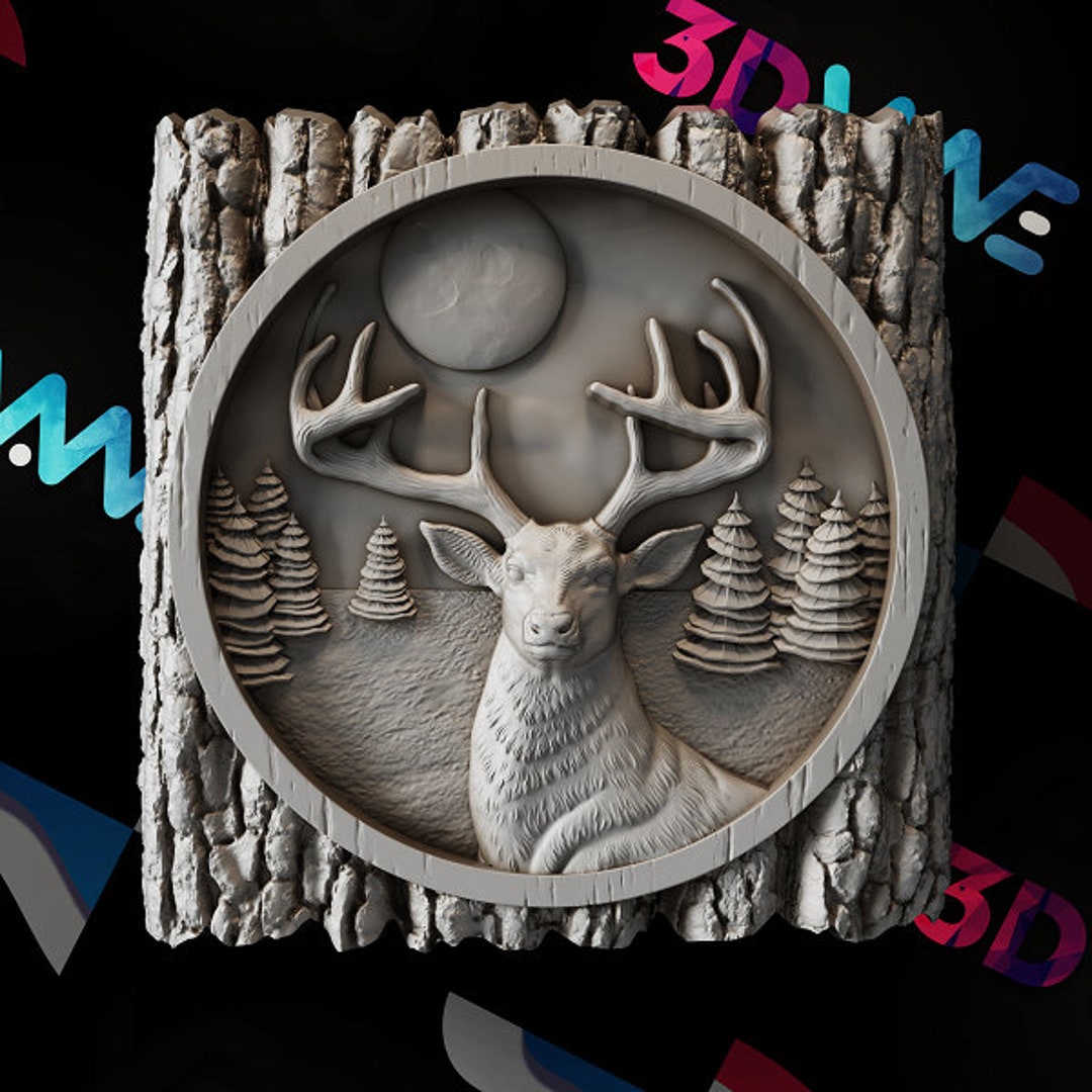 Deer | Stag | 3d Model | STL | CNC Files | Wall Decor | Wood Art | Home ...
