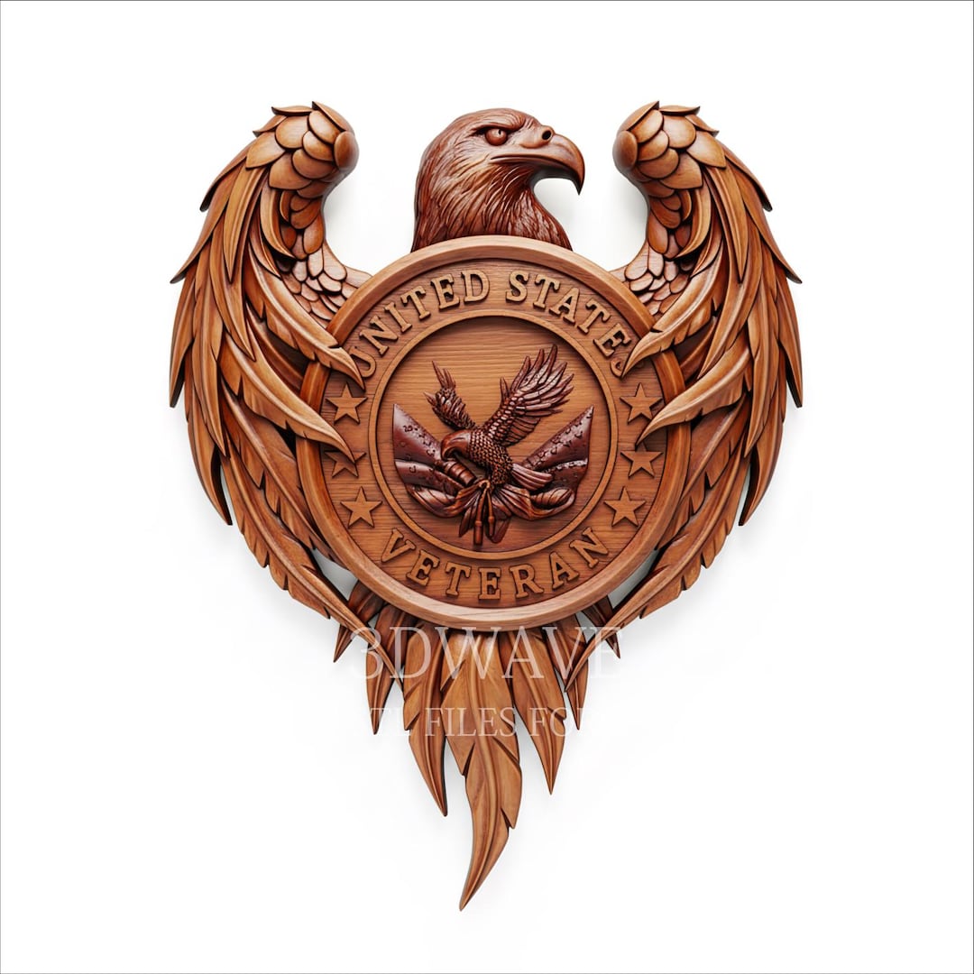 US Veteran Eagle Plaque STL | 3D Model for CNC, Military Emblem With ...
