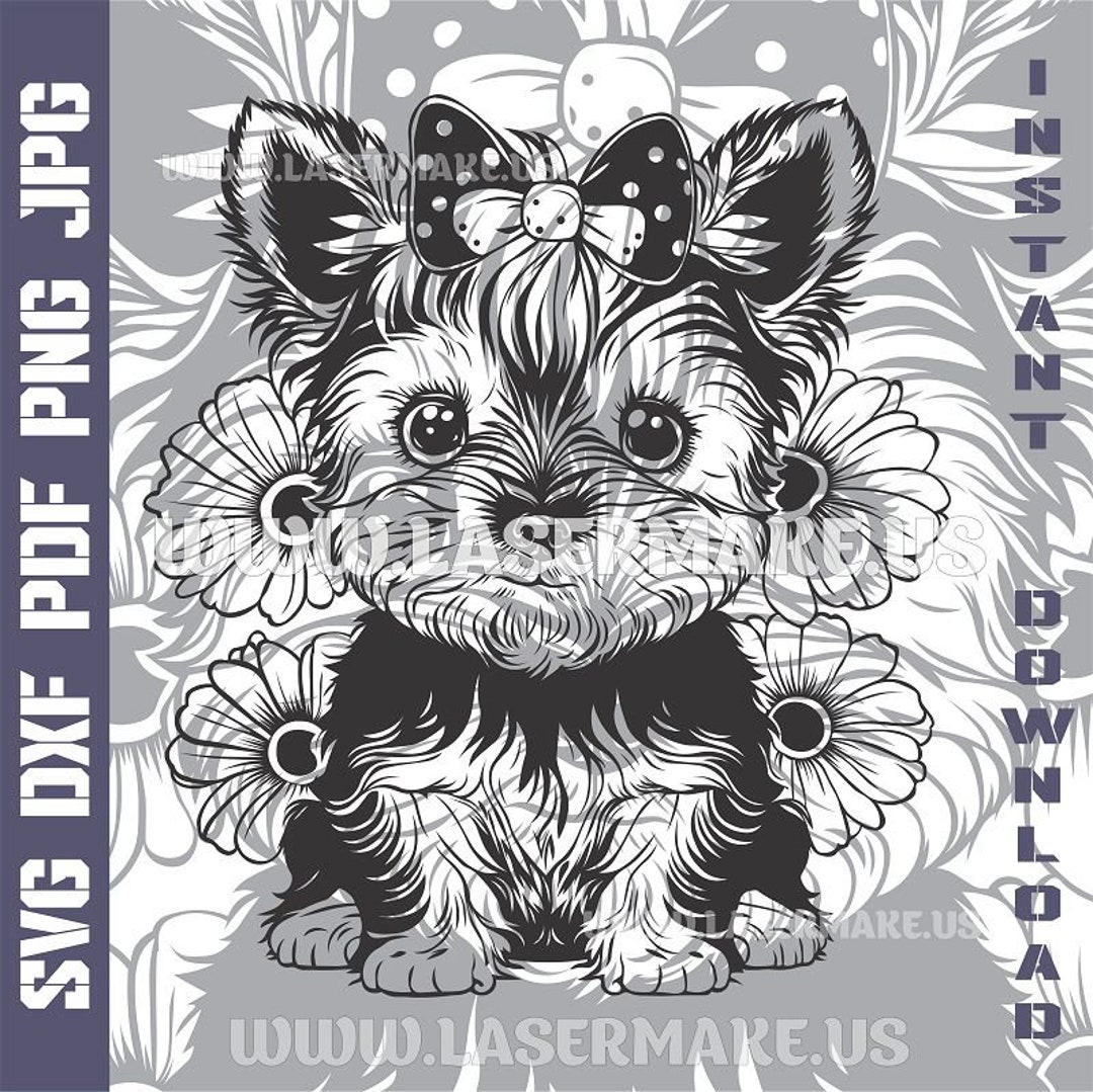 Cute Yorkie SVG File | Cut File for Cricut | Printable Png| SVG Dxf Cut ...