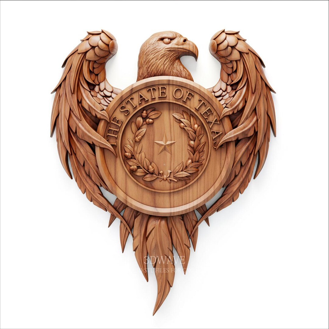 Texas State Seal Eagle Art | Lone Star Wood Carving STL, CNC Wall Decor ...