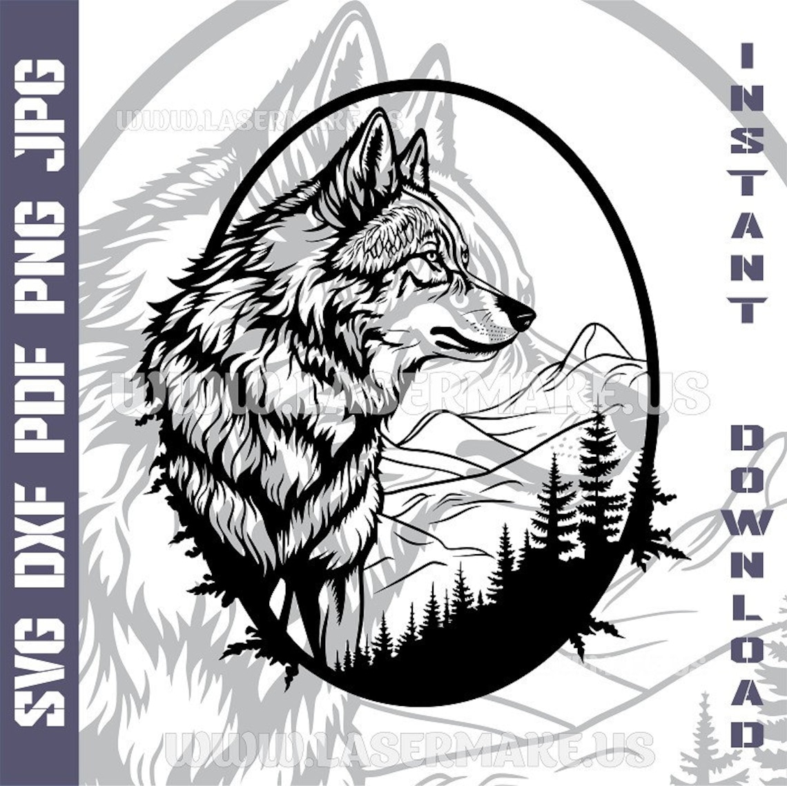 Wolf SVG File Cut File for Cricut Printable Png SVG Dxf Cut Files Laser ...