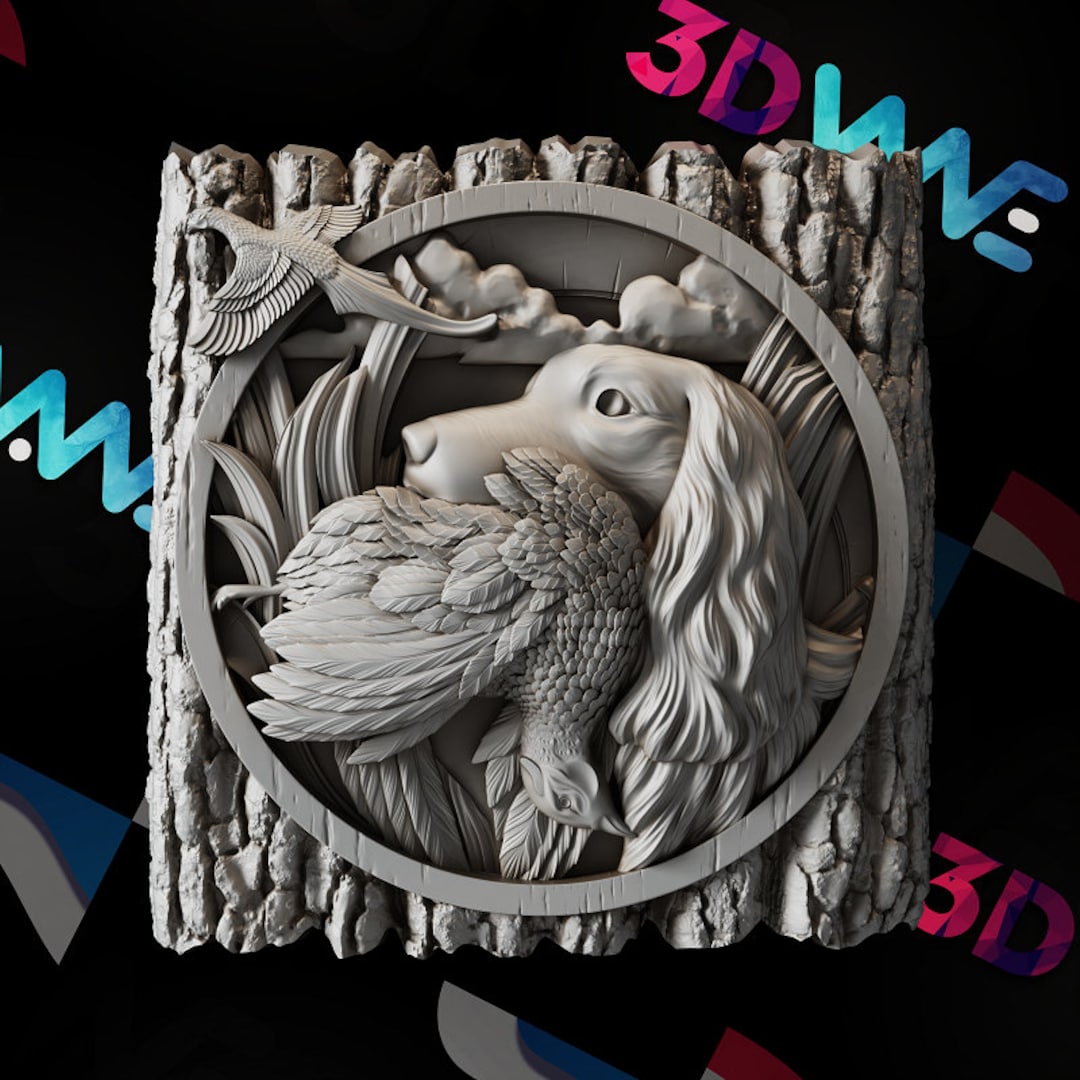 Hunting Dog | Hunter | 3d Model | STL | CNC Files | Wall Decor | Wood ...