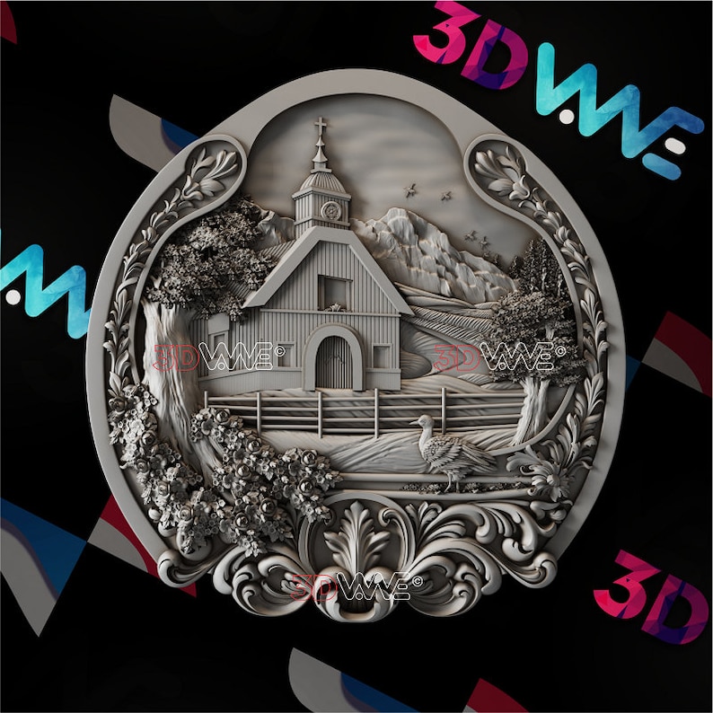 Country Scene Western 3d Model STL CNC Files Wall Decor Wood Art Home ...