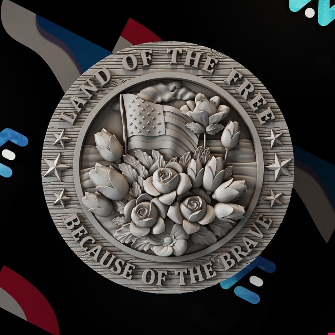 Land of the Free | Patriotic Sign | 3d Model | STL | CNC Files | Wall ...